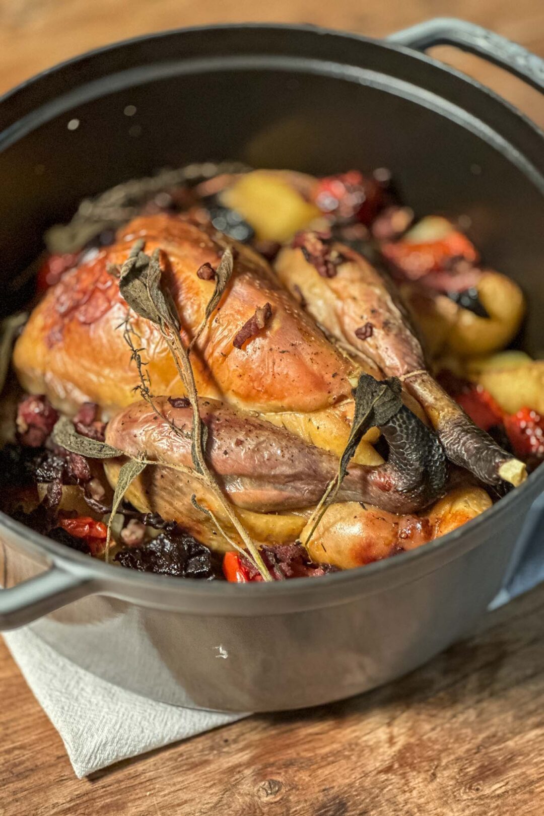 One-Pot Guinea Hen with Bacon and Prunes - The Taste Edit