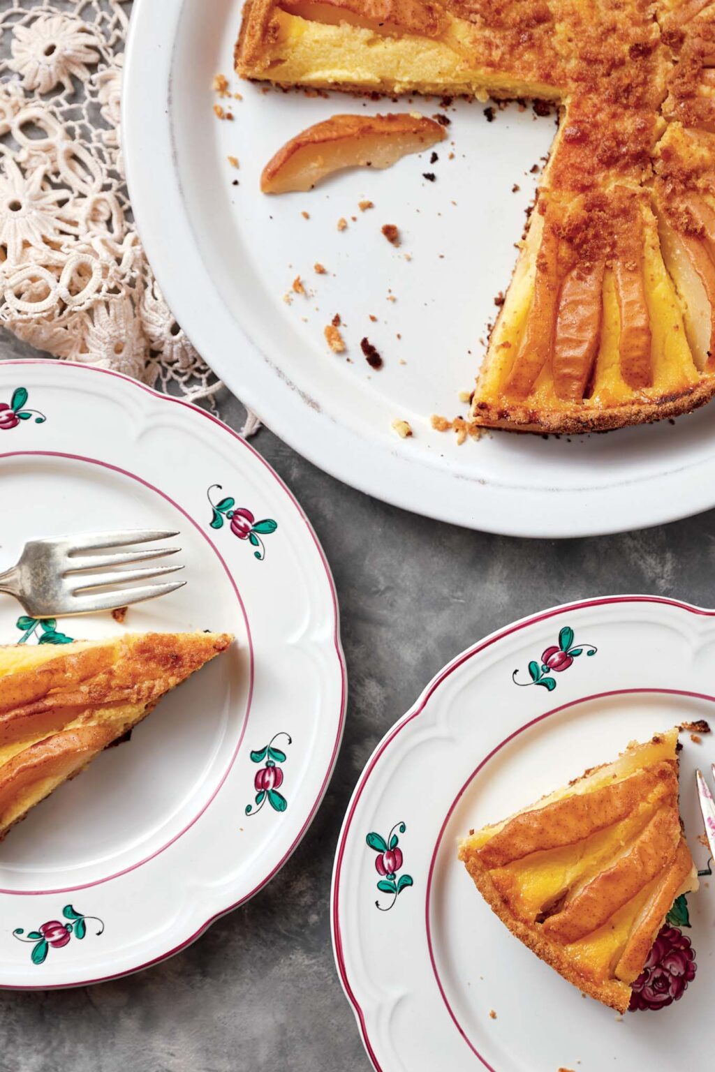 Polenta Custard Tart with Pears and Amaretti - The Taste Edit